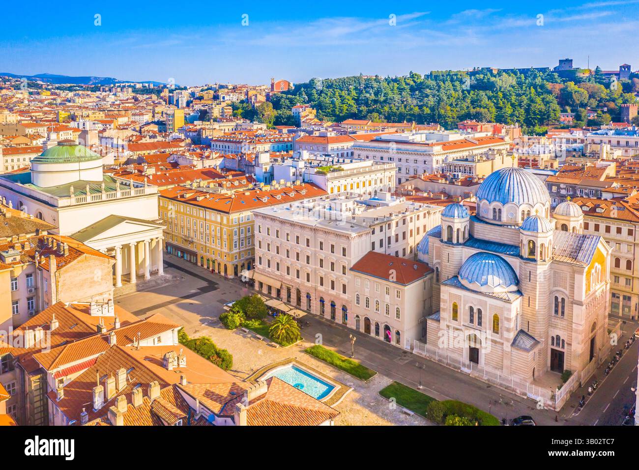 Aerial View of the City Center and Architectural Landmarks of Trieste ...