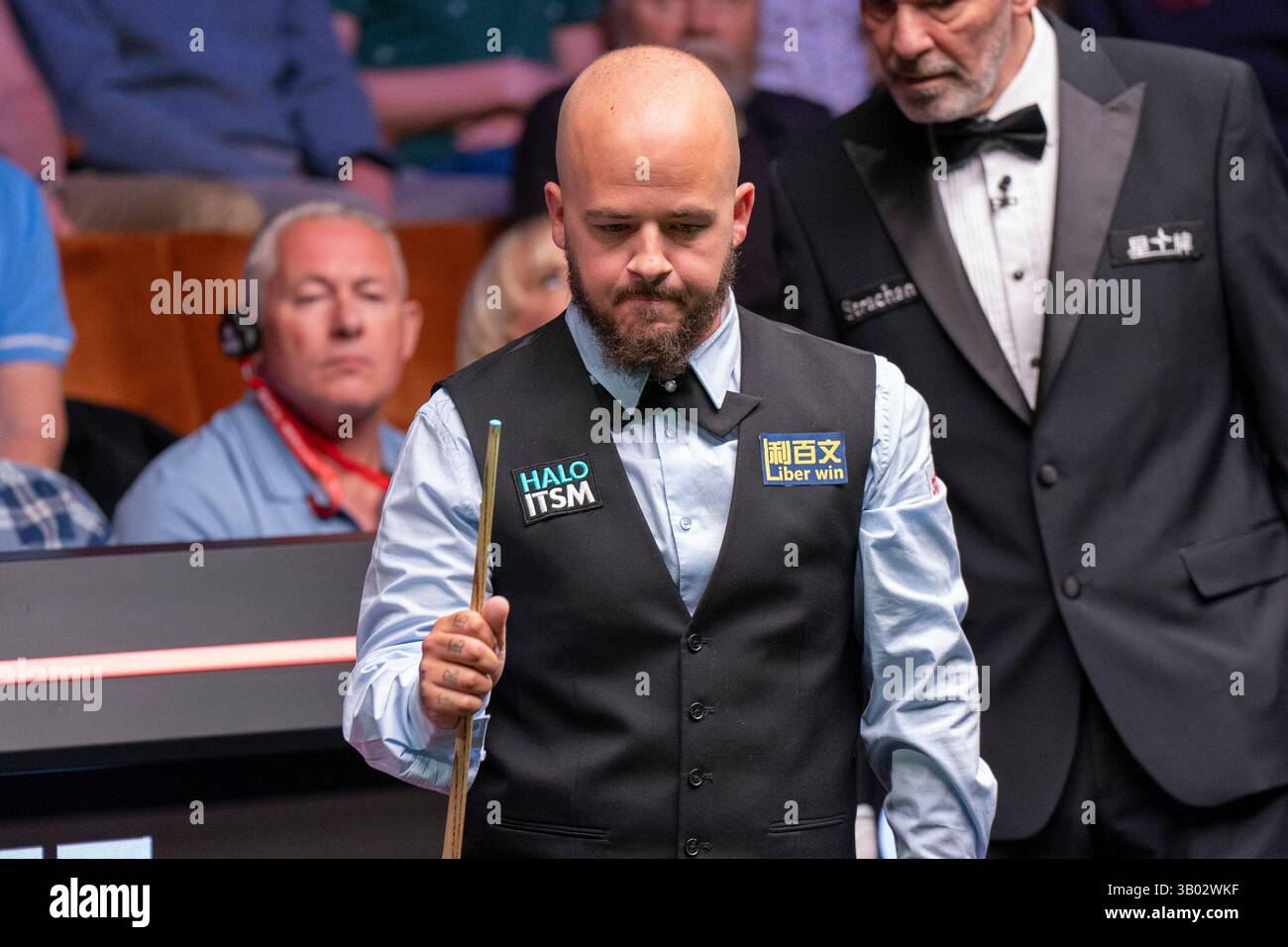 Sheffield, UK. 23rd Apr, 2025. Luca Brecel during the 2025 Halo World ...
