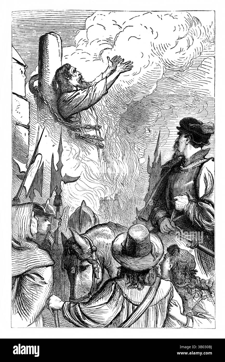 Illustration of the Martyrdom of Thomas Haukes who was burnt at the ...