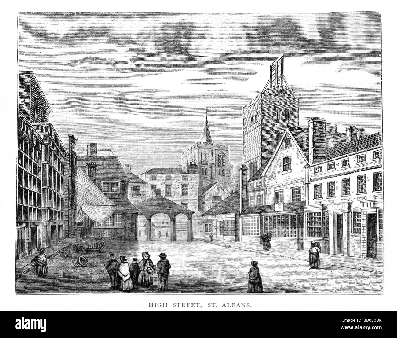 Illustration of Historical St Albans High Street Hertfordshire England ...