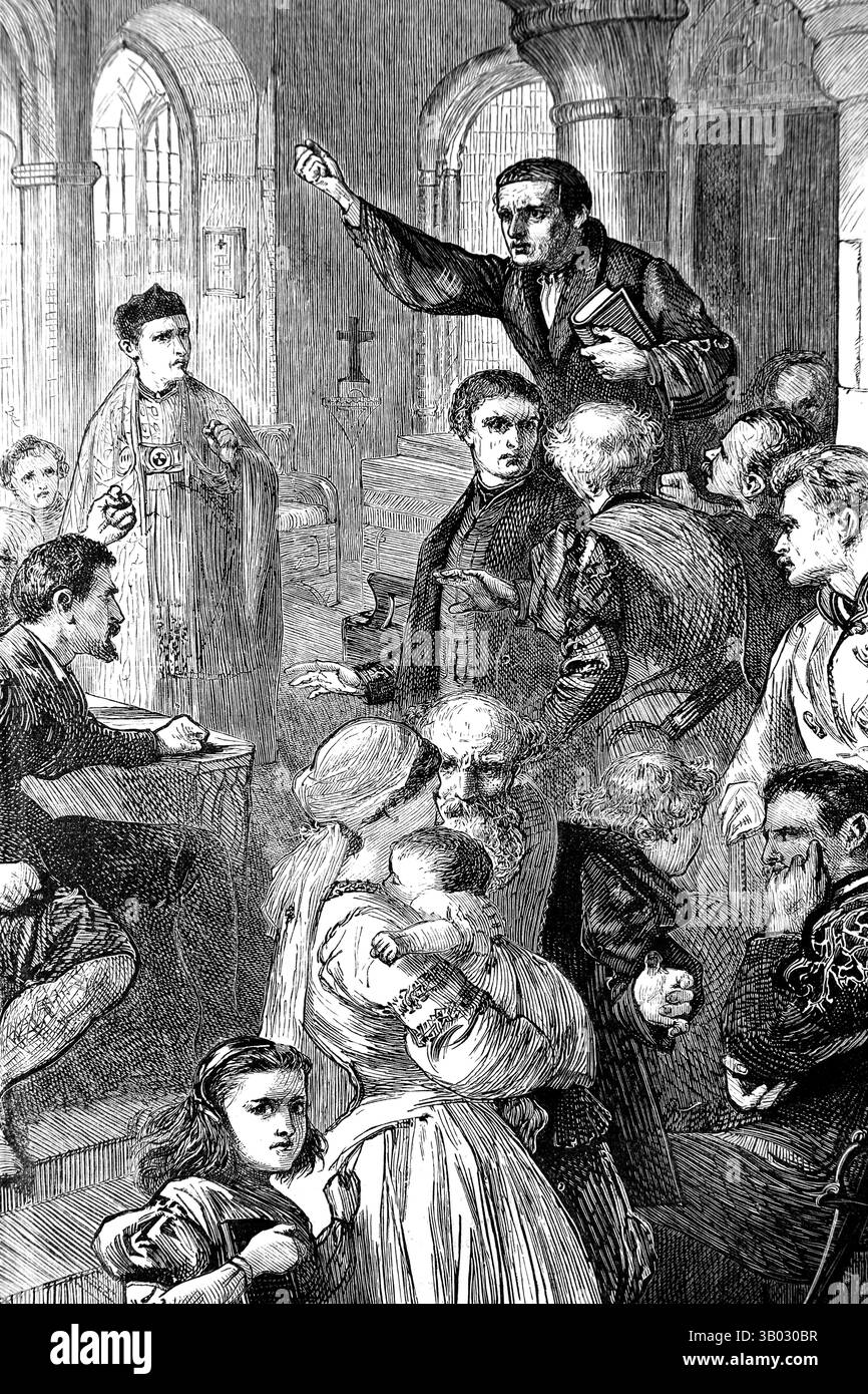 Illustration of of Preacher John Bland (Protestant) Preaching to the ...