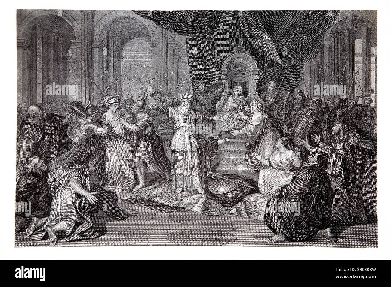 Steel Engraving of Joash the King of Judah - he was Crowned King at ...