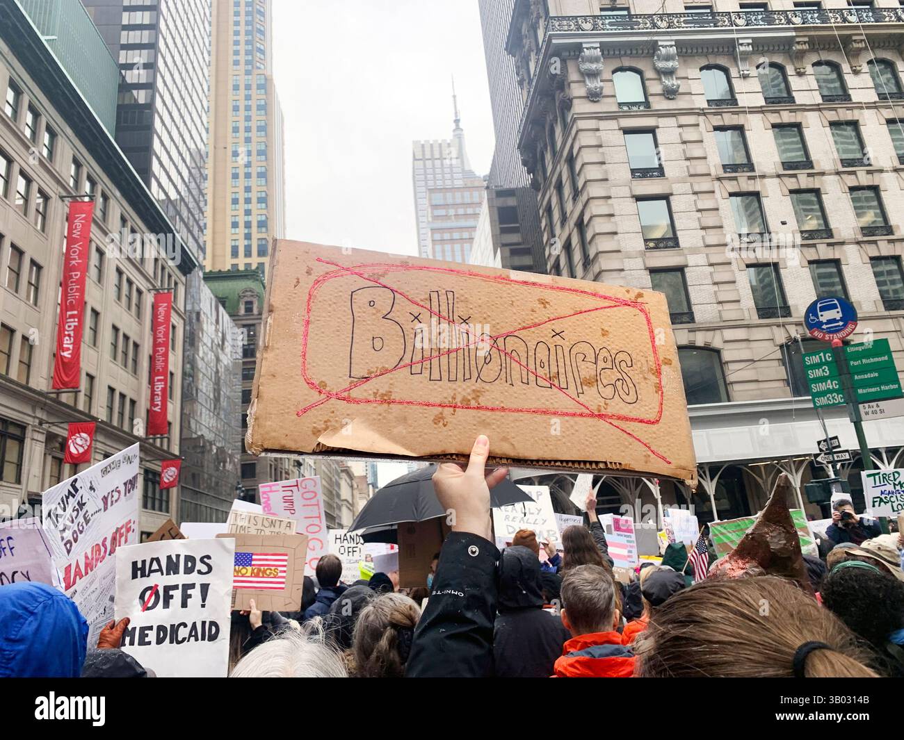 Demonstrators participating in "Hands Off" National Day of Action ...