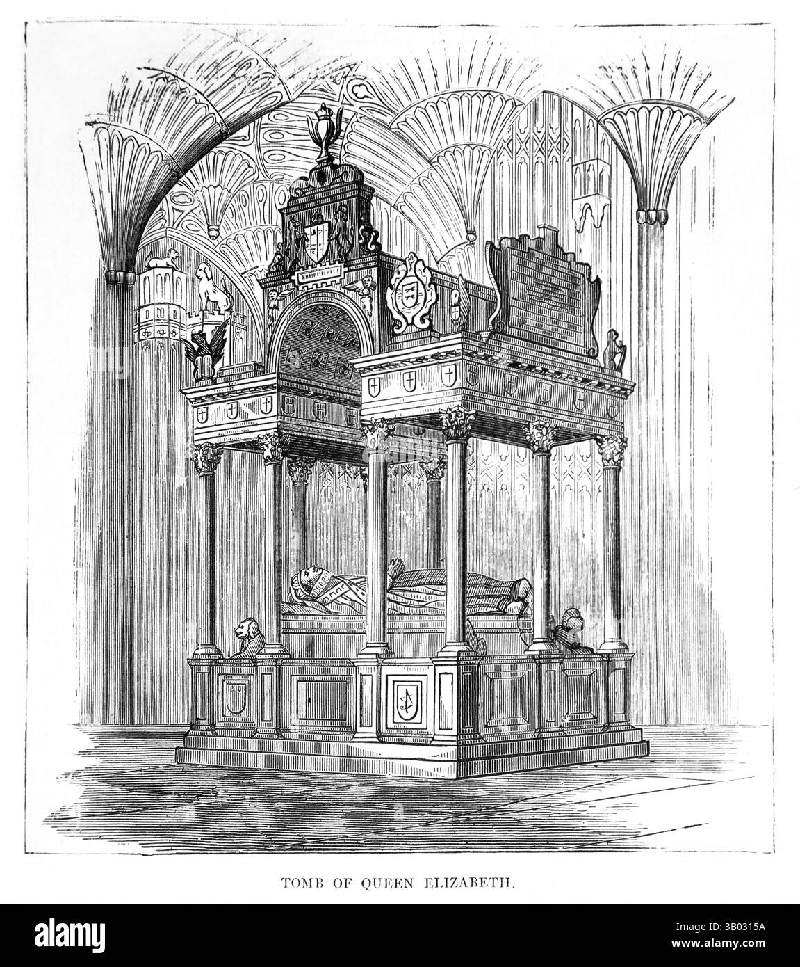 Illustration of the Tomb of Queen Elizabeth I in Westminster Abbey ...