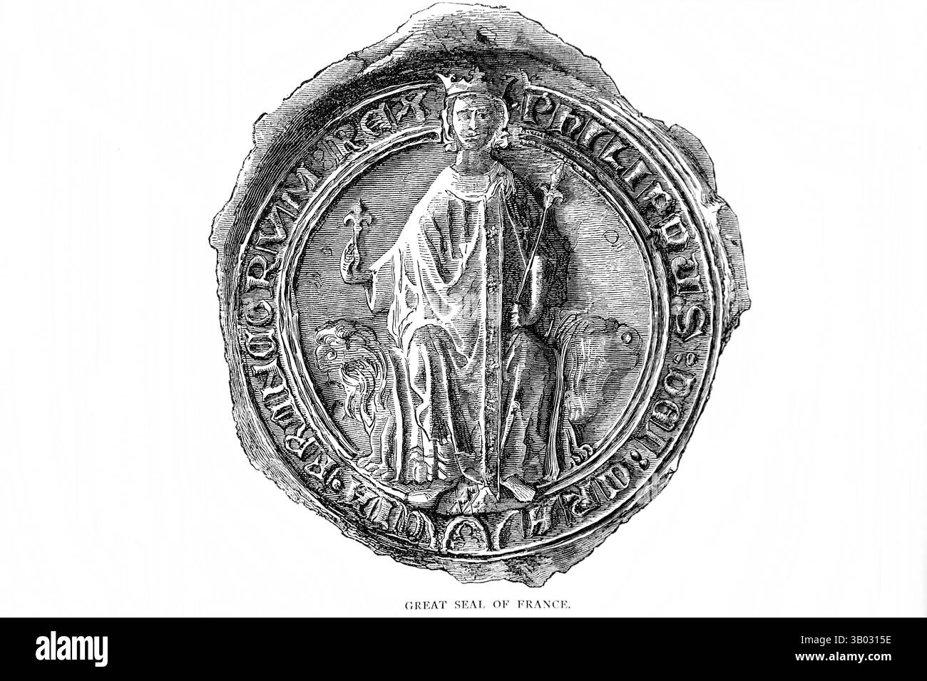Illustration of the Great Seal of France which was in green wax affixed ...