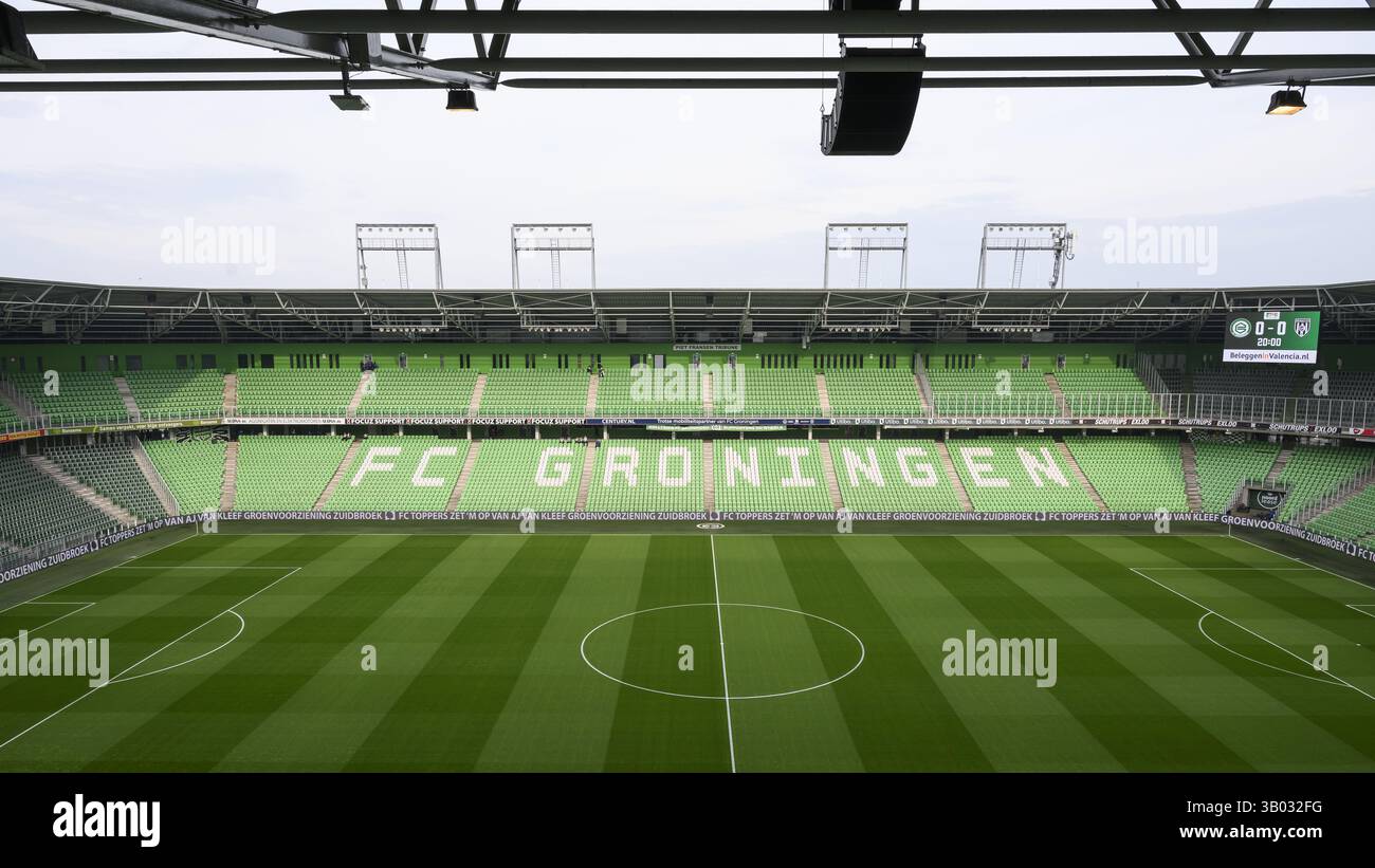 GRONINGEN - Overview field and stands Euroborg stadium prior to the ...
