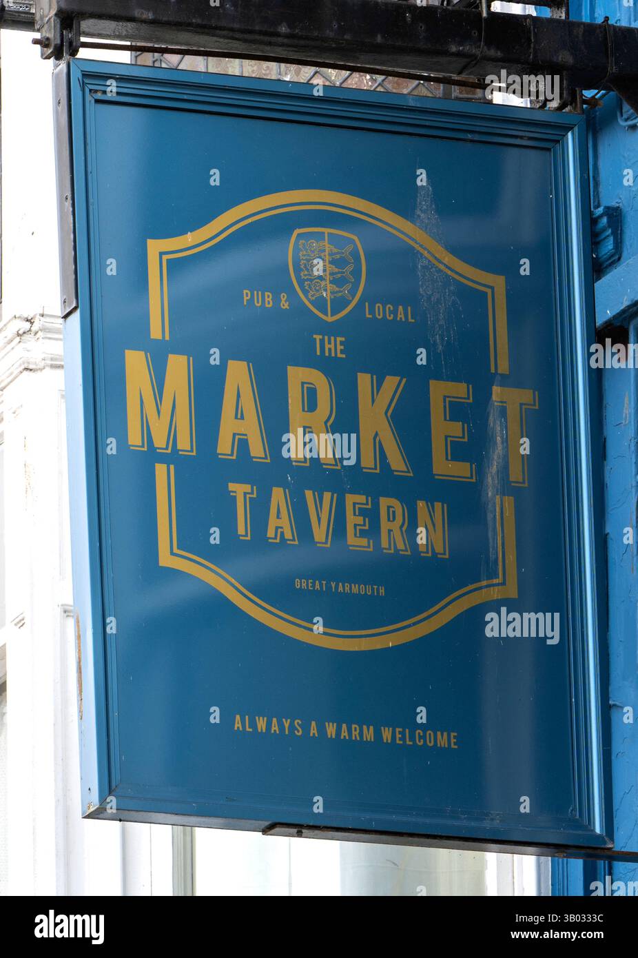 Traditional hanging pub sign at The Market Tavern - public house ...