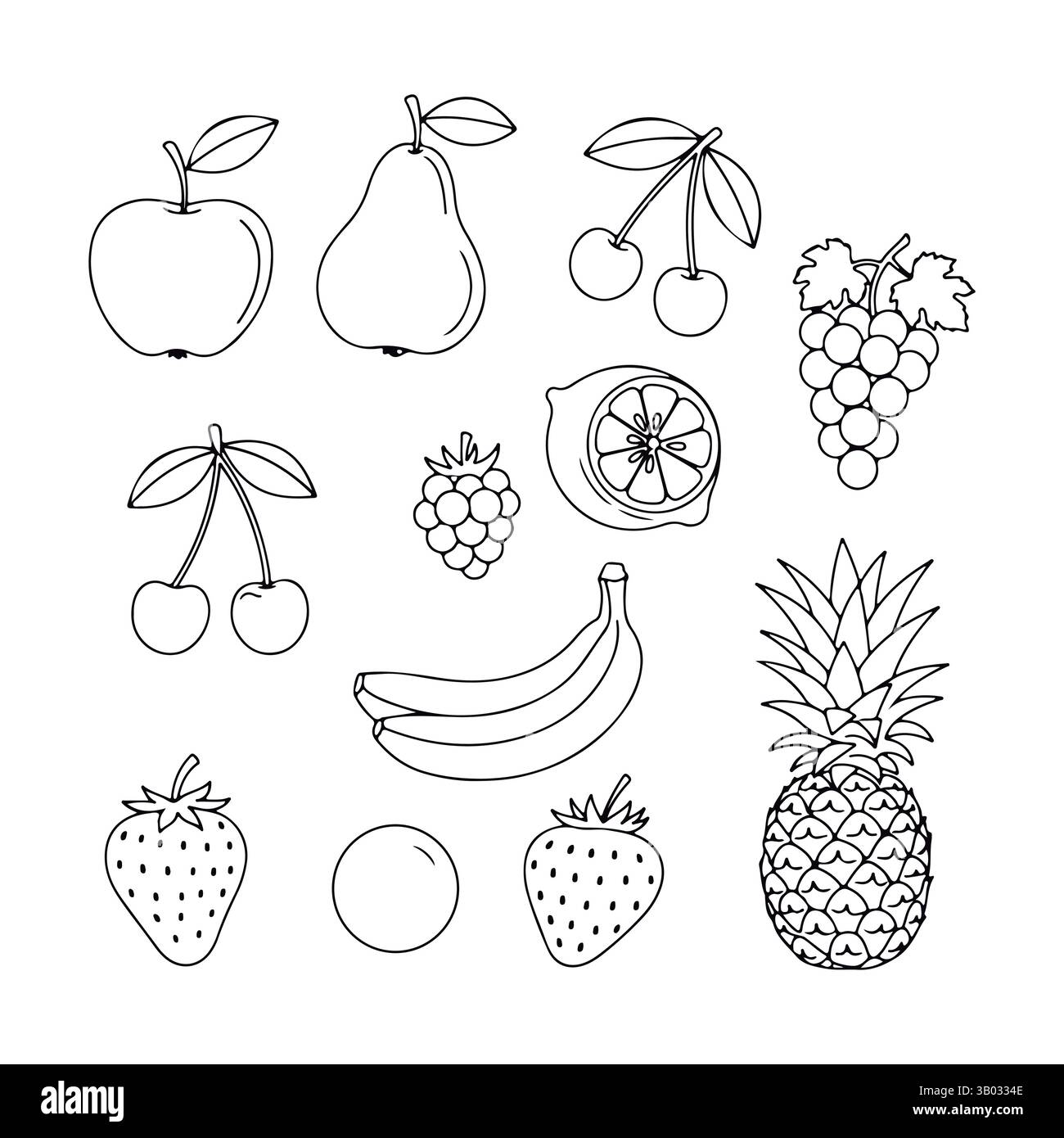 Pineapple outline for kids Black and White Stock Photos & Images - Alamy