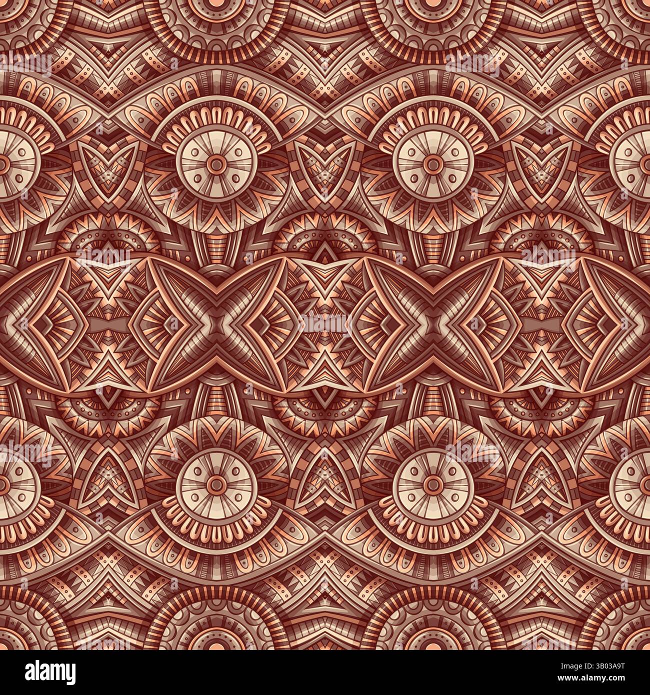 Abstract ethnic ornamental seamless pattern. Vintage Mocha Mousse ...