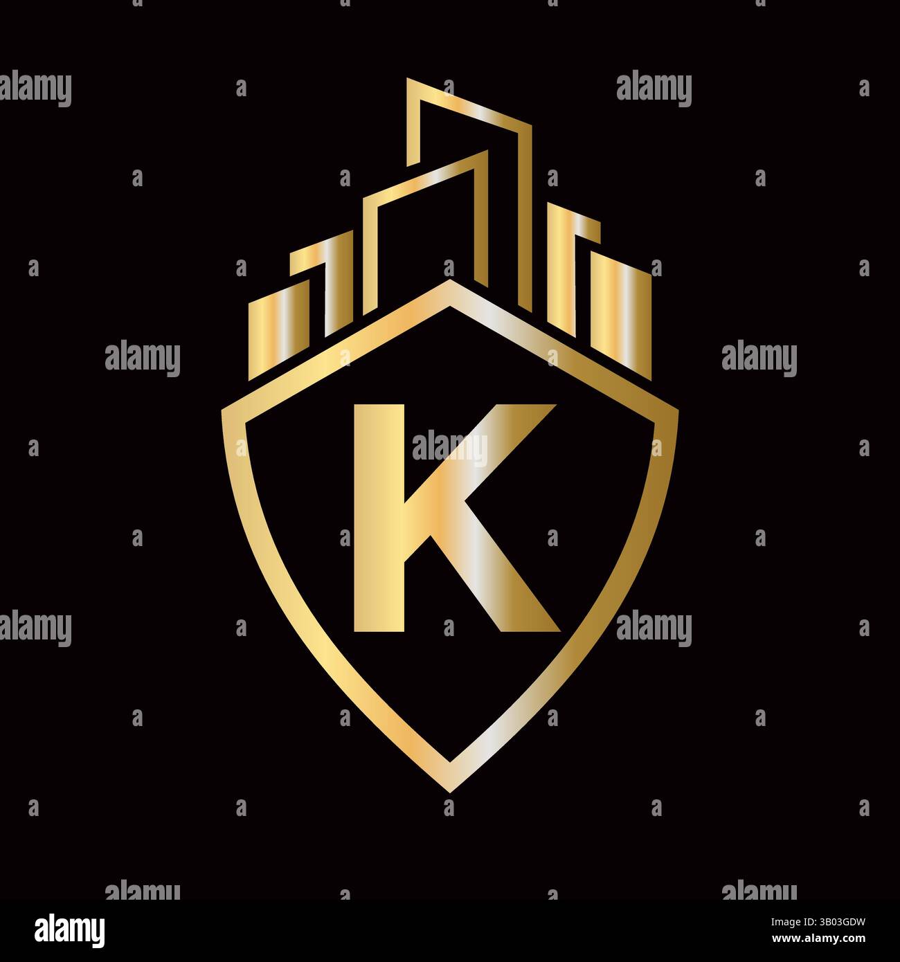 Real Estate Logo On Letter K Concept With Building and Shield Symbol ...