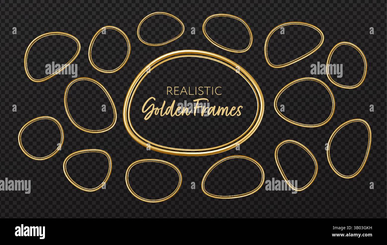 Elegant Collection of Realistic Gold Oval Frames, Illustration for Decorative and Graphic Design ...