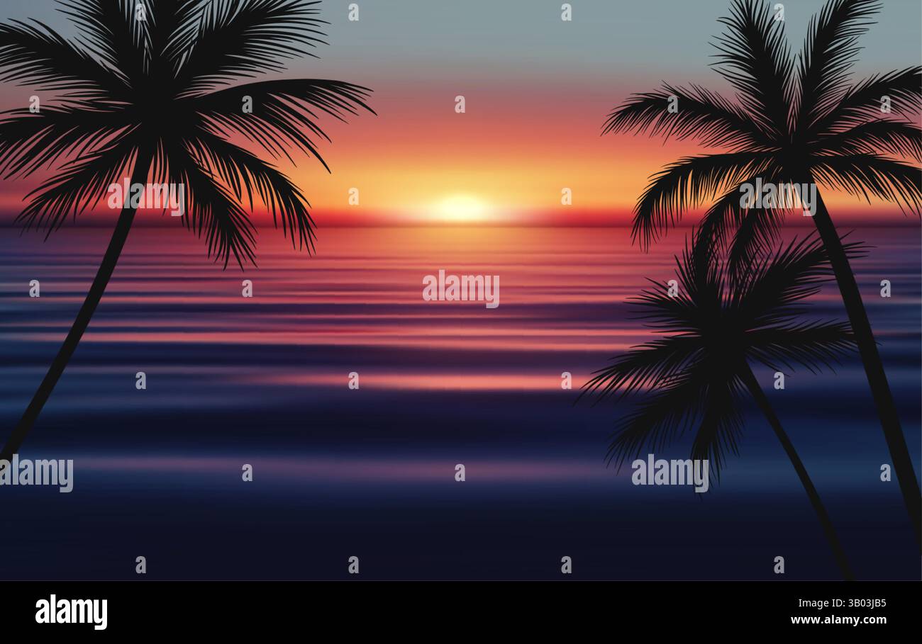 Palm tree over water sea Stock Vector Images - Alamy