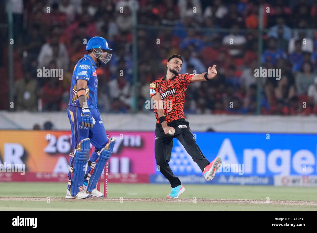 Sunrisers Hyderabad's Harshal Patel bowls a delivery during the Indian Premier League cricket ...