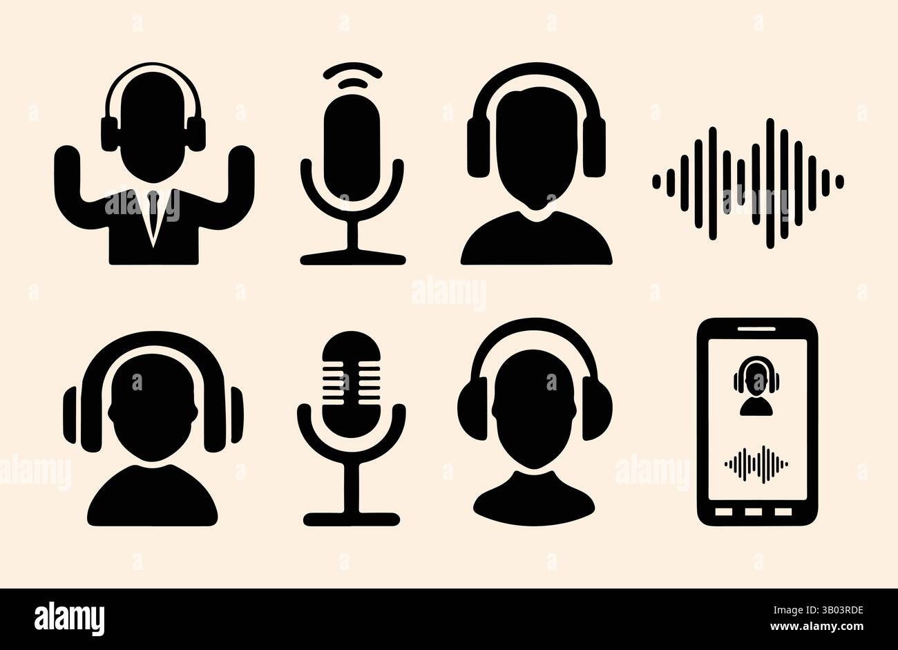 Podcast icon set. Microphone Vector icon set. Mic Icon Set. Mic Icon ...