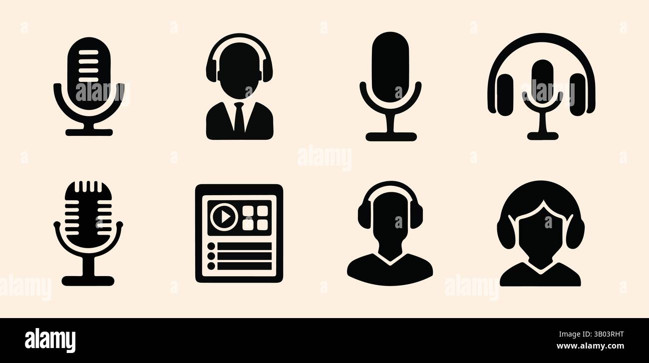 Podcast icon set. Microphone Vector icon set. Mic Icon Set. Mic Icon ...