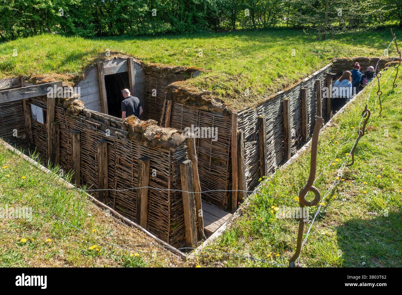 Reconstruction of German WW1 trench with Heinrich shelter, wooden ...