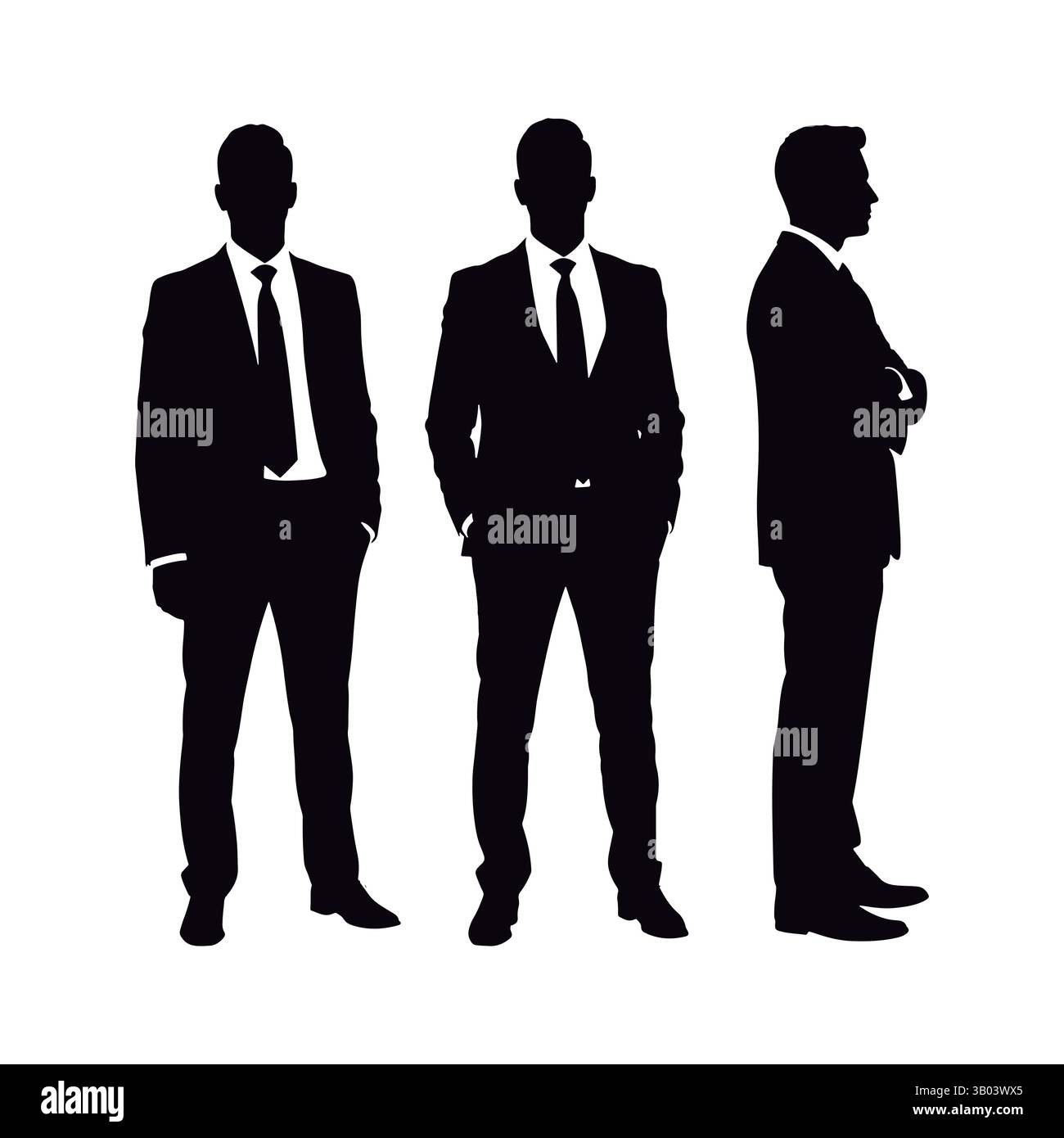 Professional Men Silhouettes in Suits and Ties Collection. Set of Three ...