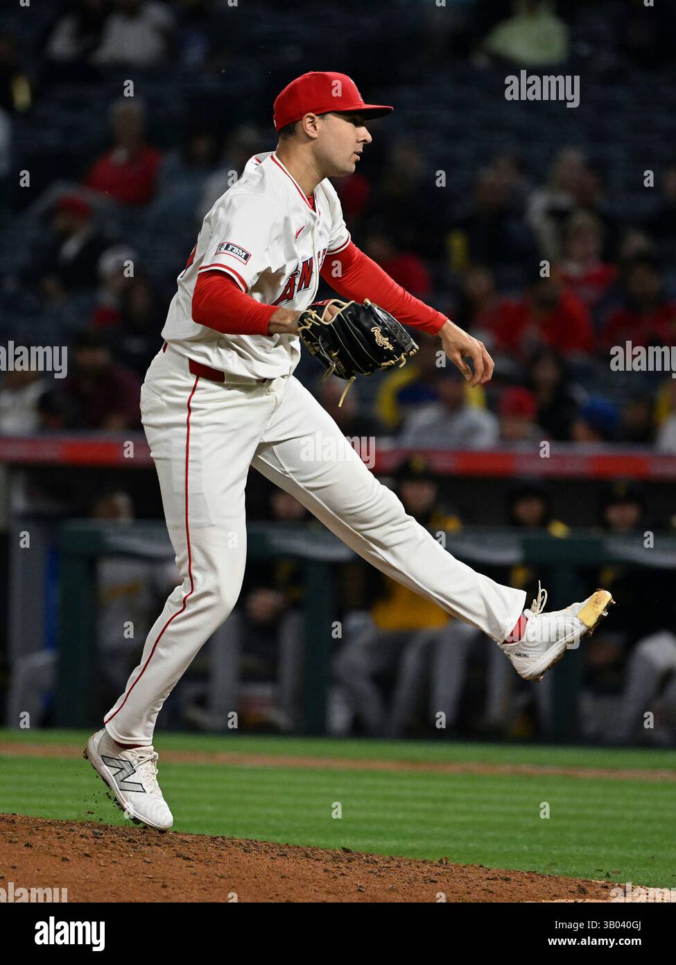 ANAHEIM, CA - APRIL 22: Los Angeles Angels pitcher Brock Burke (46 ...