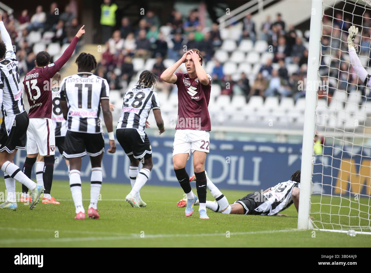 Turin, Italy. 23rd Apr, 2025. Cesare Casadei of Torino FC during the ...