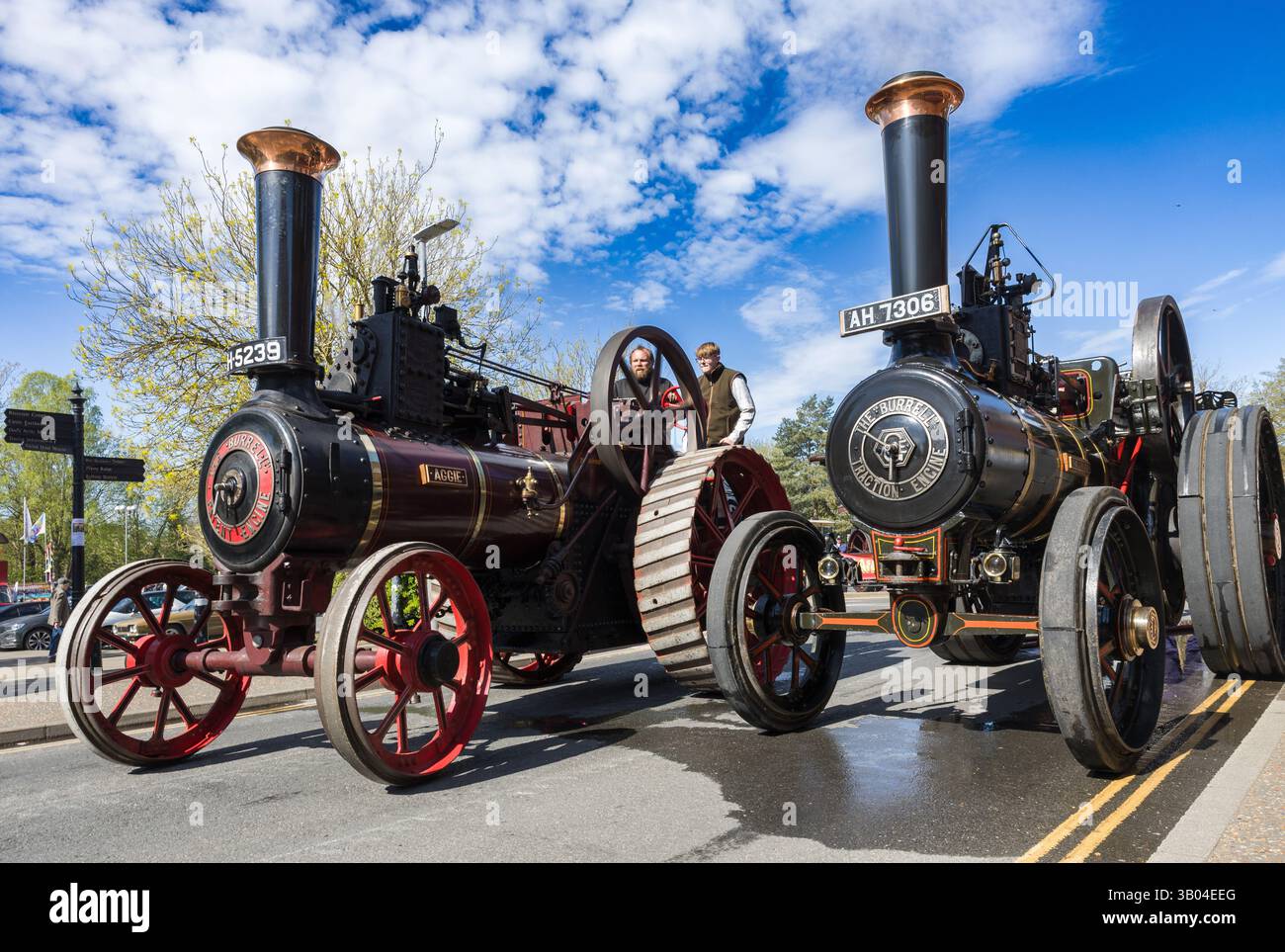 The Lurcher and Aggie Burrell traction engines being driven at the ...