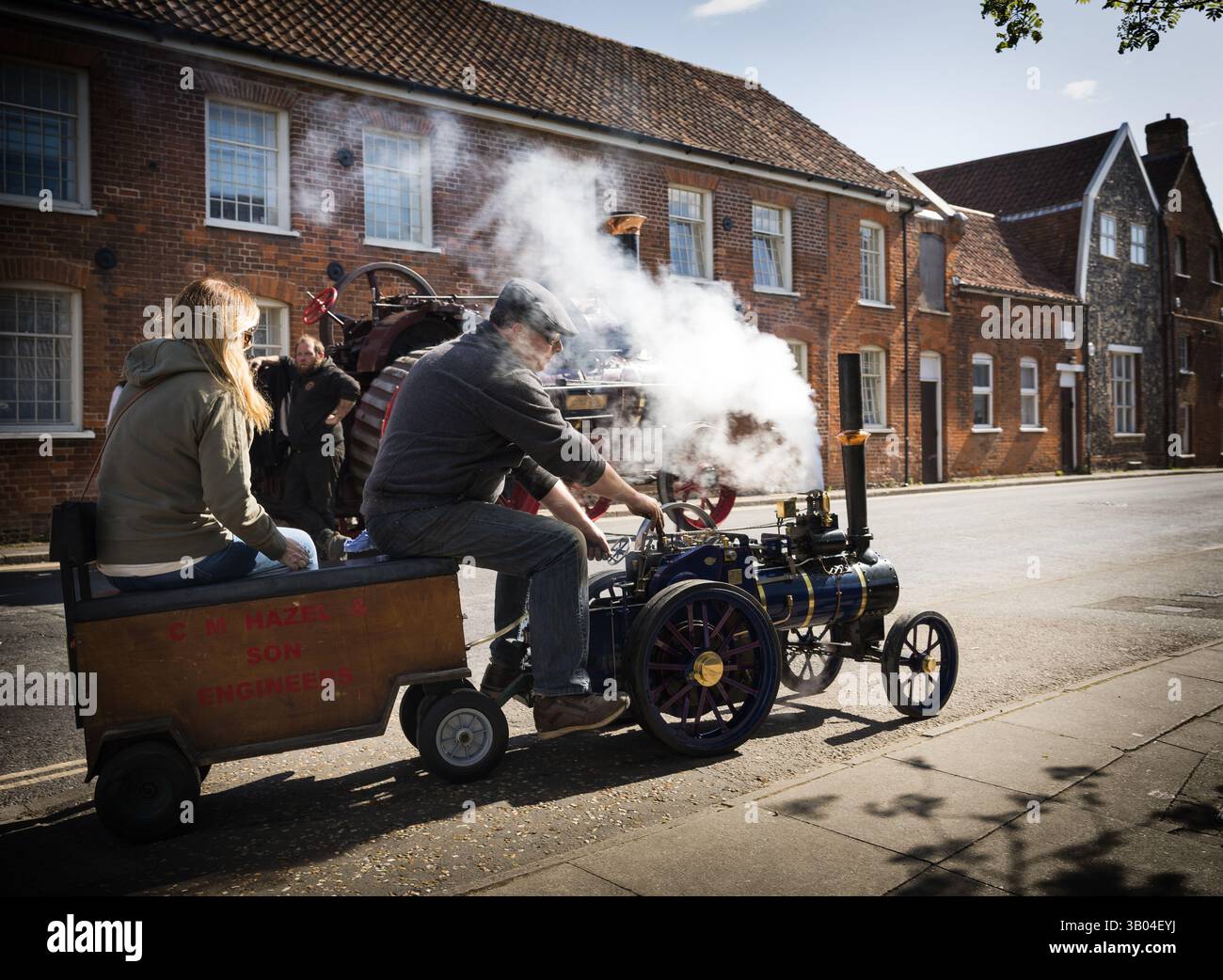 Scaled down traction engine being driven at the Charles Burrell Museum ...