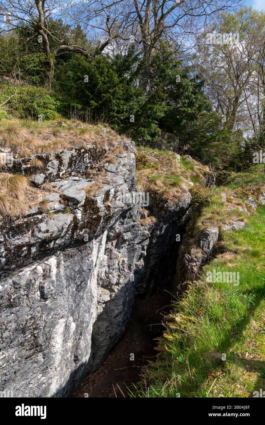 High Tor grounds in spring sunshine at Matlock Bath, Derbyshire ...