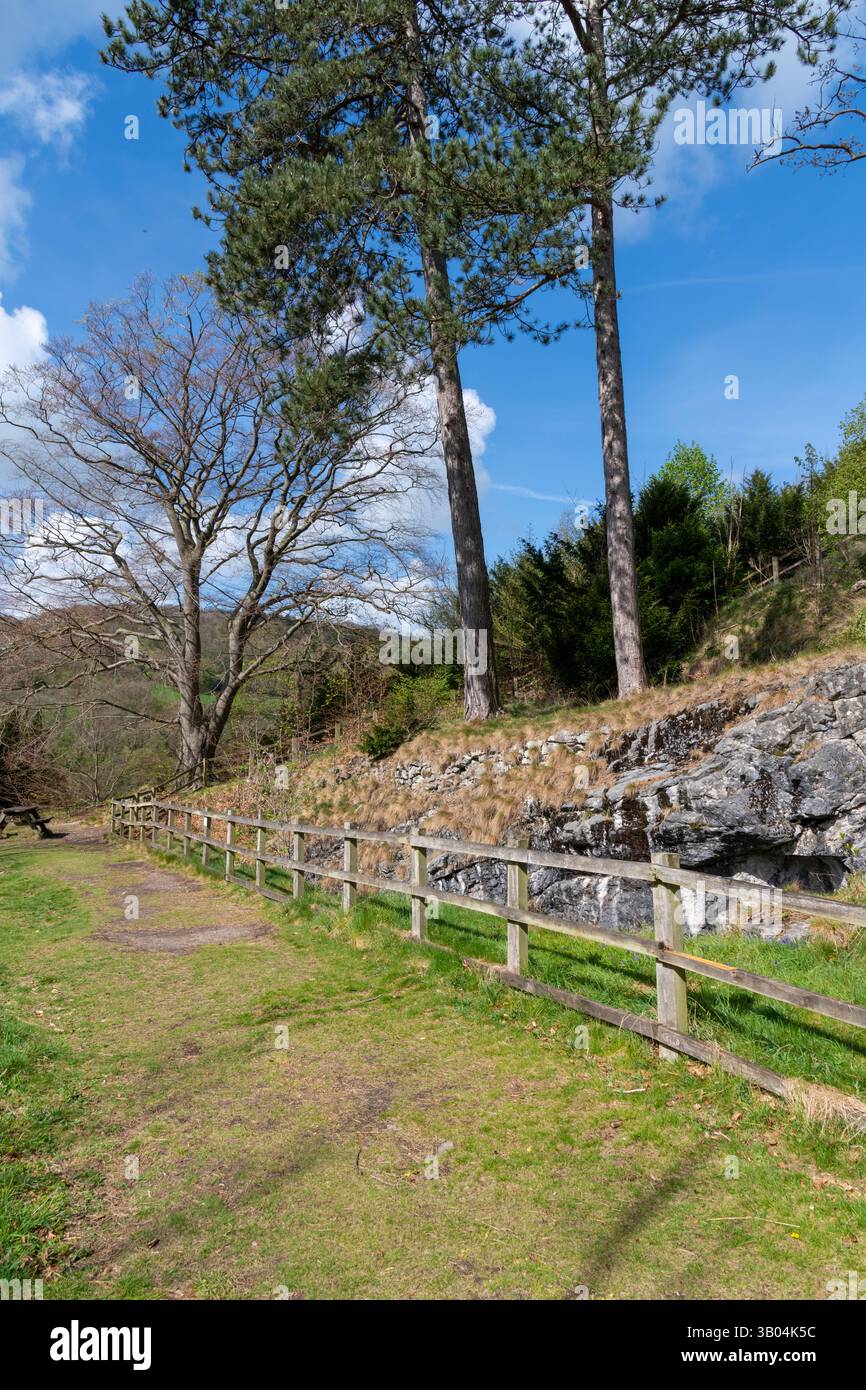 High Tor grounds in spring sunshine at Matlock Bath, Derbyshire ...
