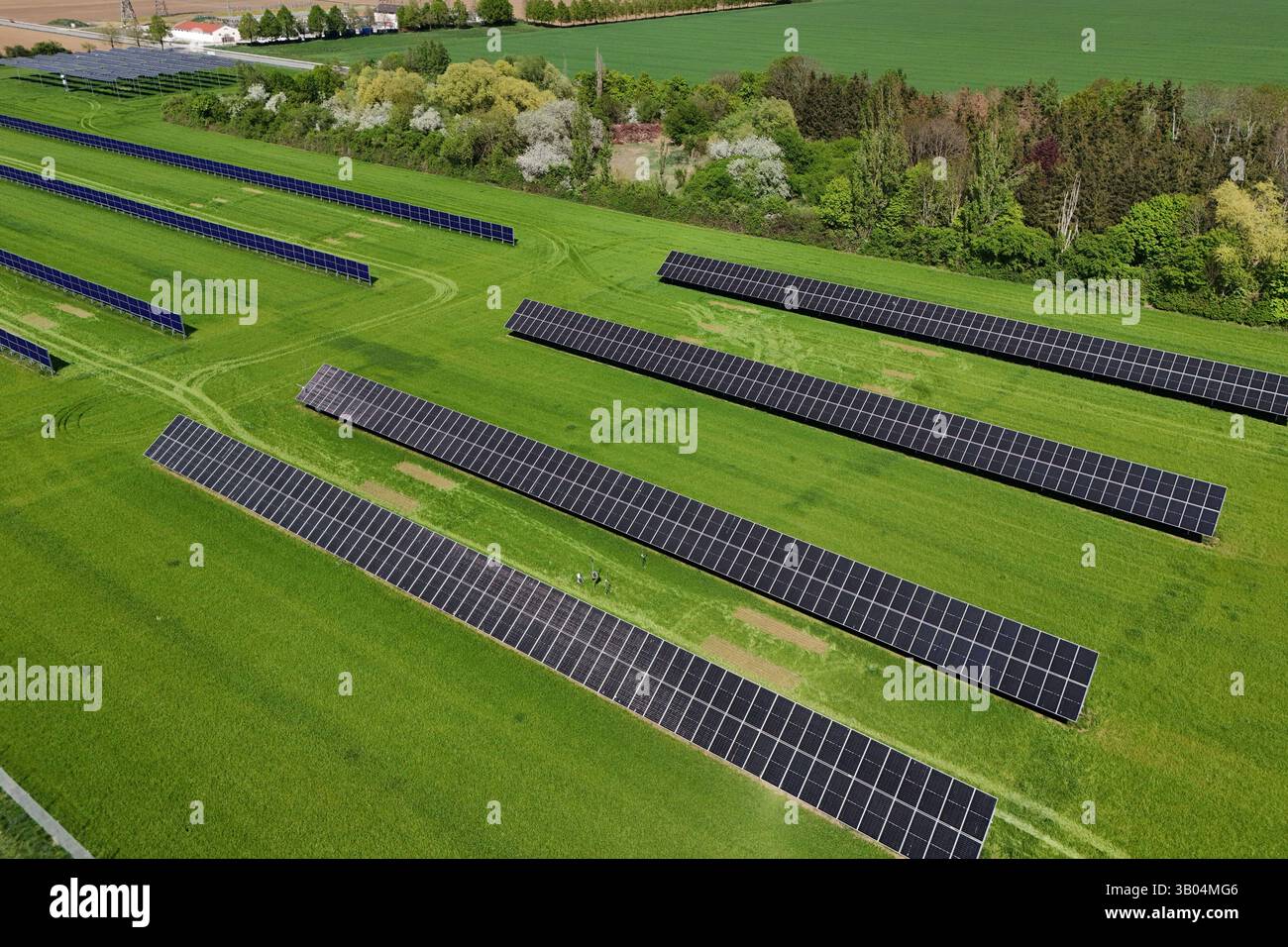 Grub, Deutschland. 23rd Apr, 2025. Linear-tracking agri-PV research and ...