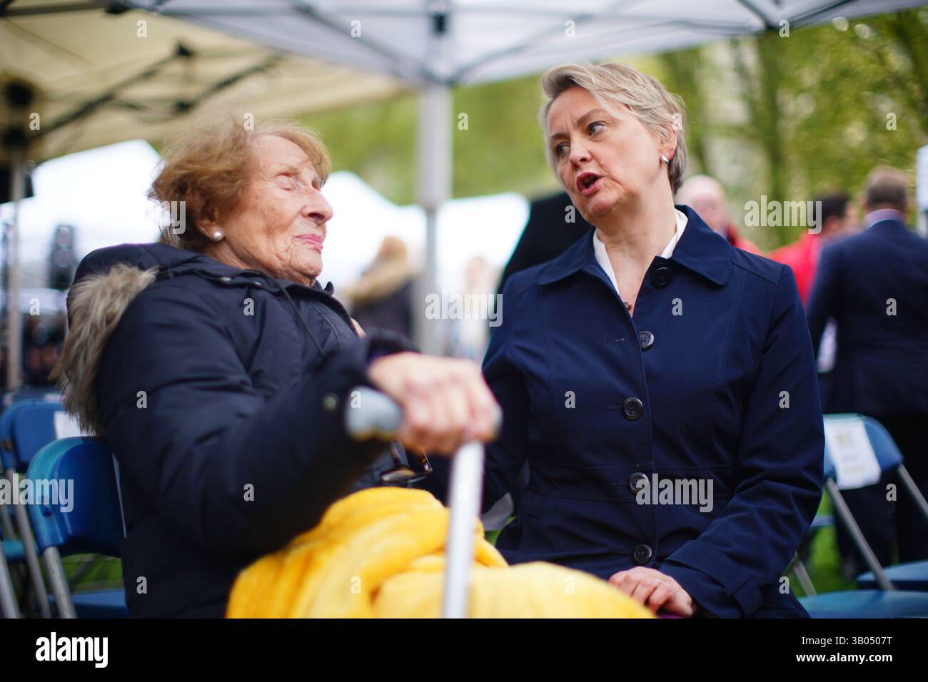 Home Secretary Yvette Cooper speaks to Bergen-Belsen survivor Susan ...