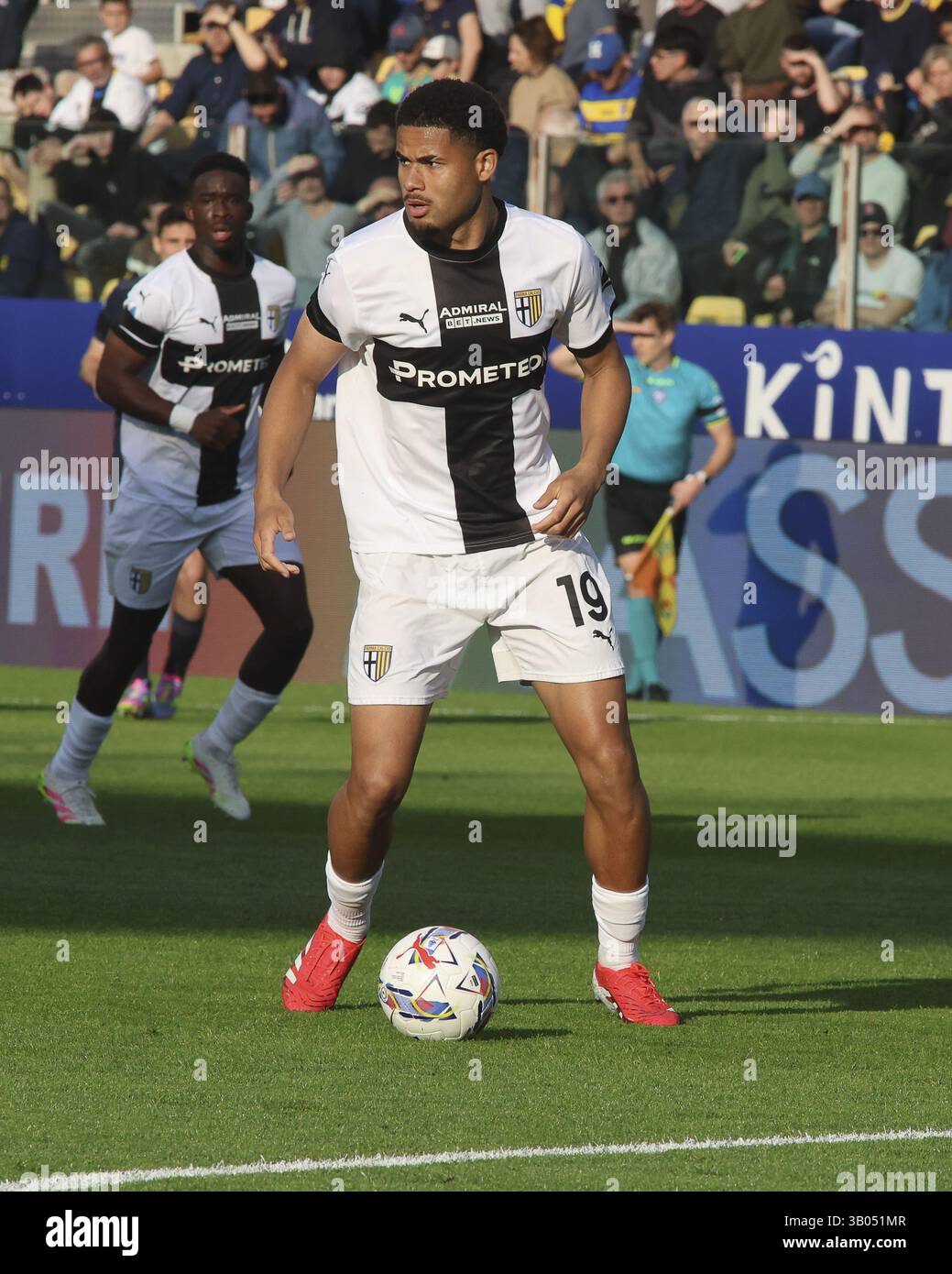 Parma, Italy. 23rd Apr, 2025. Simon Sohm of Parma AC play the ball ...