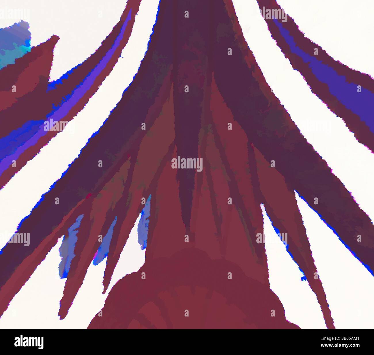 An abstract composition featuring sharp, elongated shapes in rich hues ...