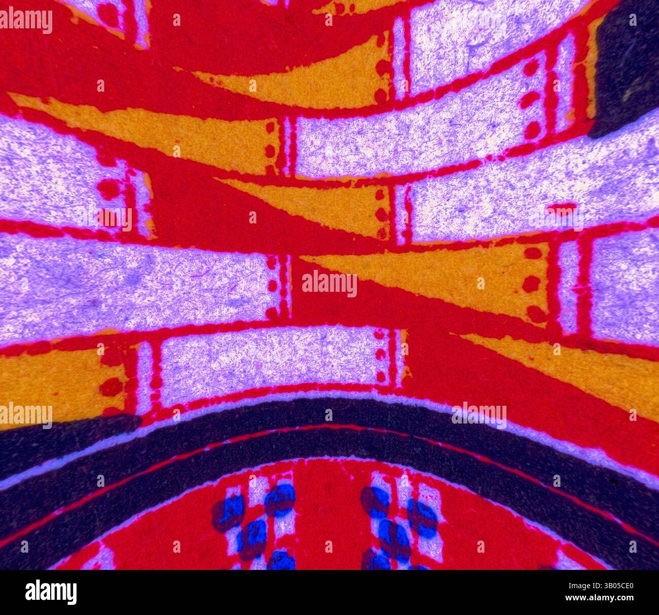 A vibrant tapestry of bold colors and dynamic patterns creates a ...