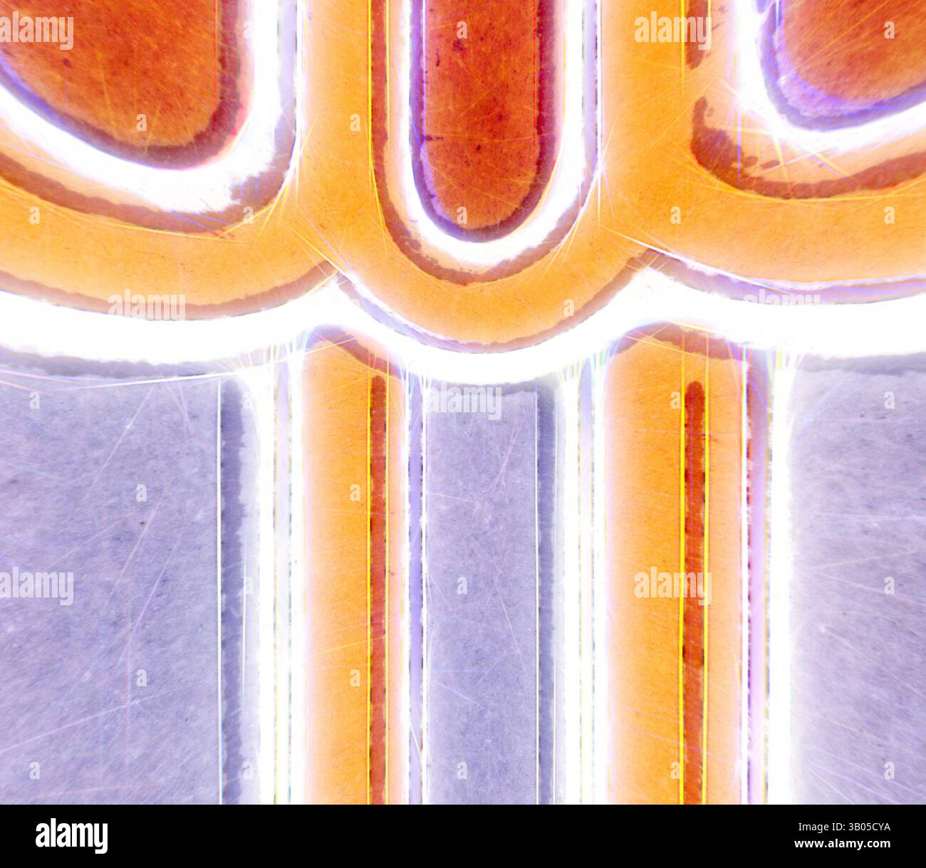 A close-up view of vibrant, illuminated lines and shapes, creating a ...