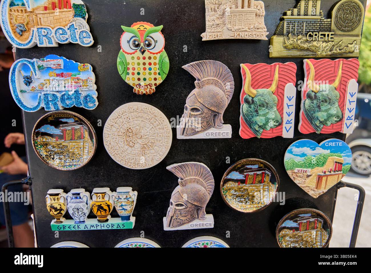 Crete.Greece - april 23, 2025: A set of souvenir fridge magnets ...
