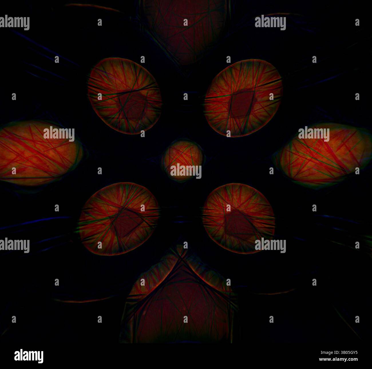 An abstract composition featuring a series of elliptical forms with ...