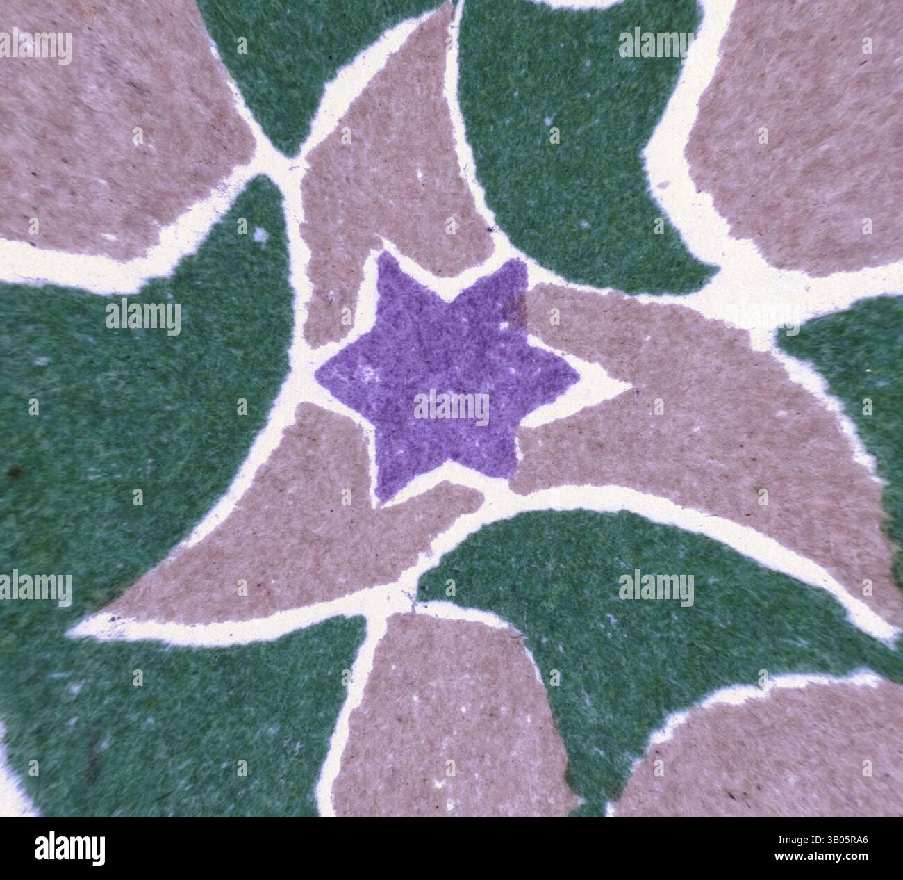 A geometric design featuring interwoven shapes in earthy tones, with a ...