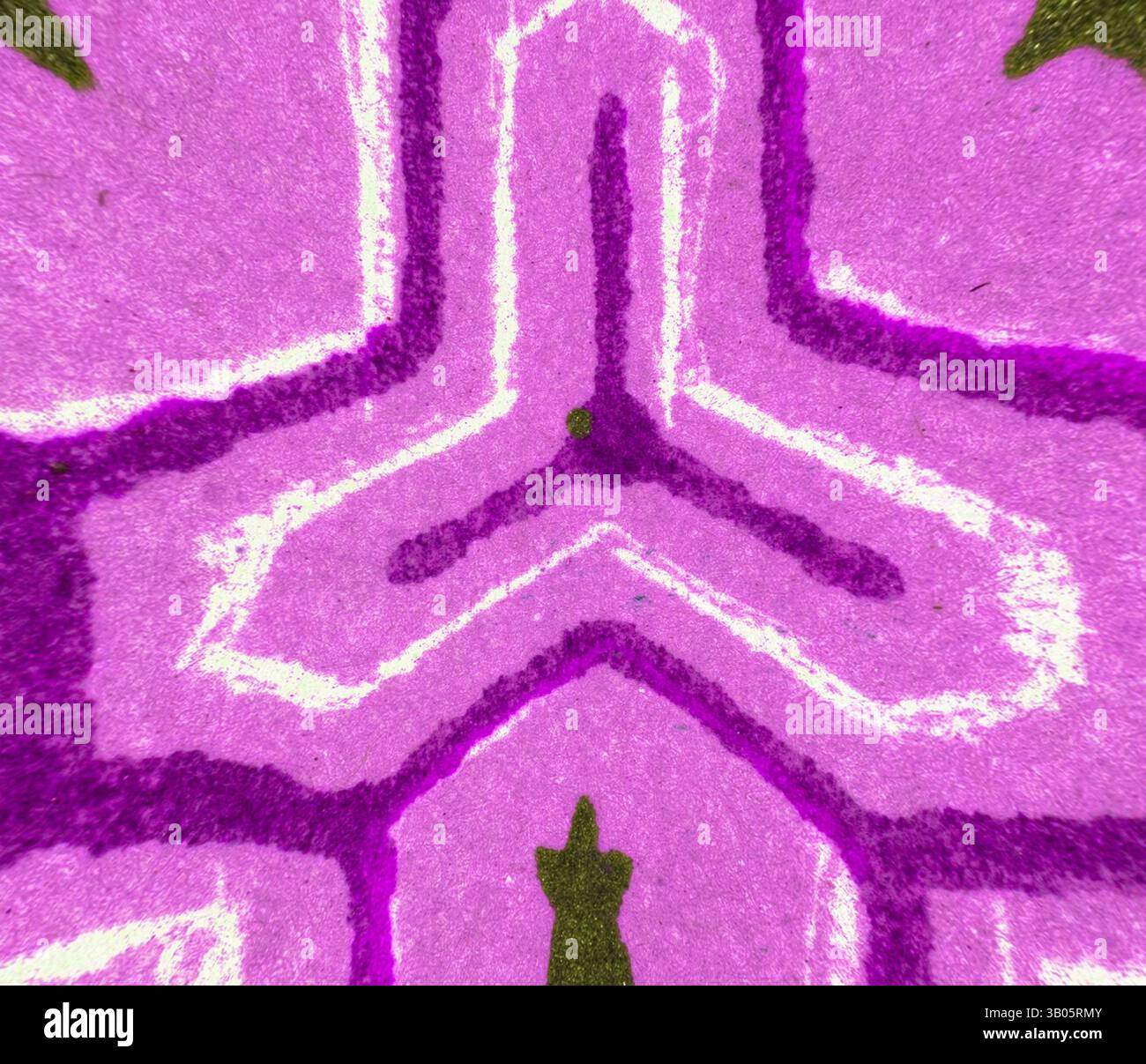 A vibrant pattern featuring interlocking shapes in shades of pink and ...