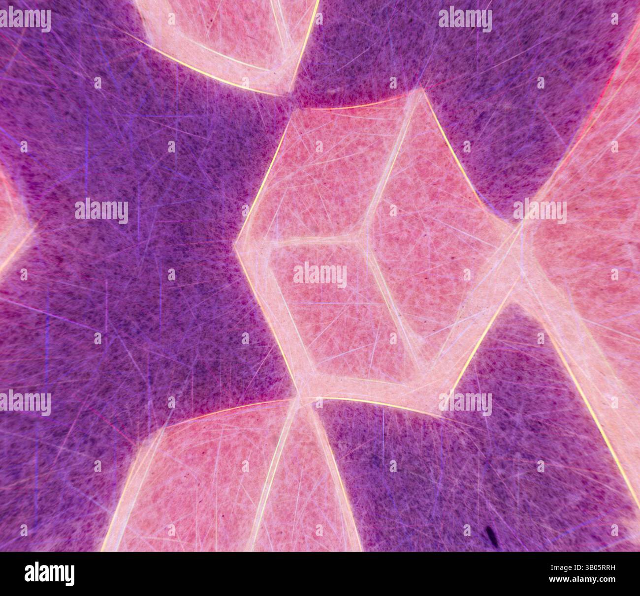 An abstract composition featuring interlocking geometric shapes with a soft, ethereal quality ...