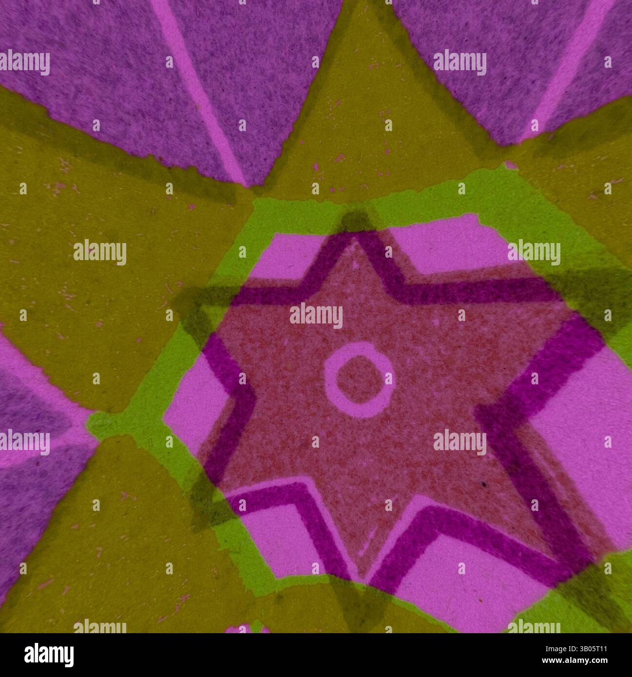 A vibrant pattern featuring overlapping stars and geometric shapes in ...