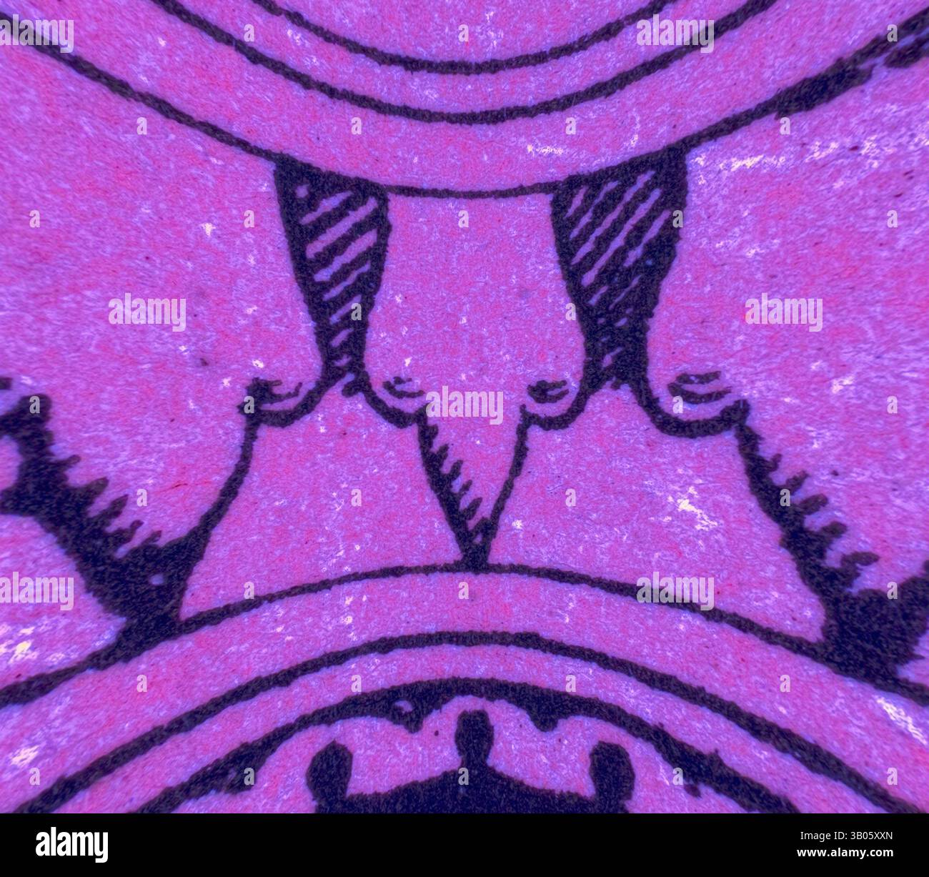 An intricate design featuring stylized shapes and patterns, with ...