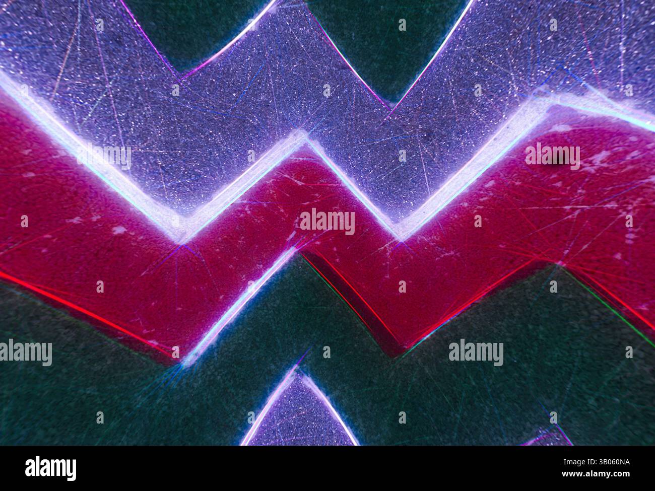 A vibrant interplay of zigzag patterns in bold colors creates a ...