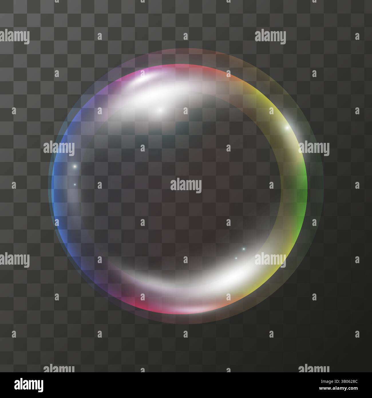Soap bubble color spectrum on transparent background. Realistic air ...