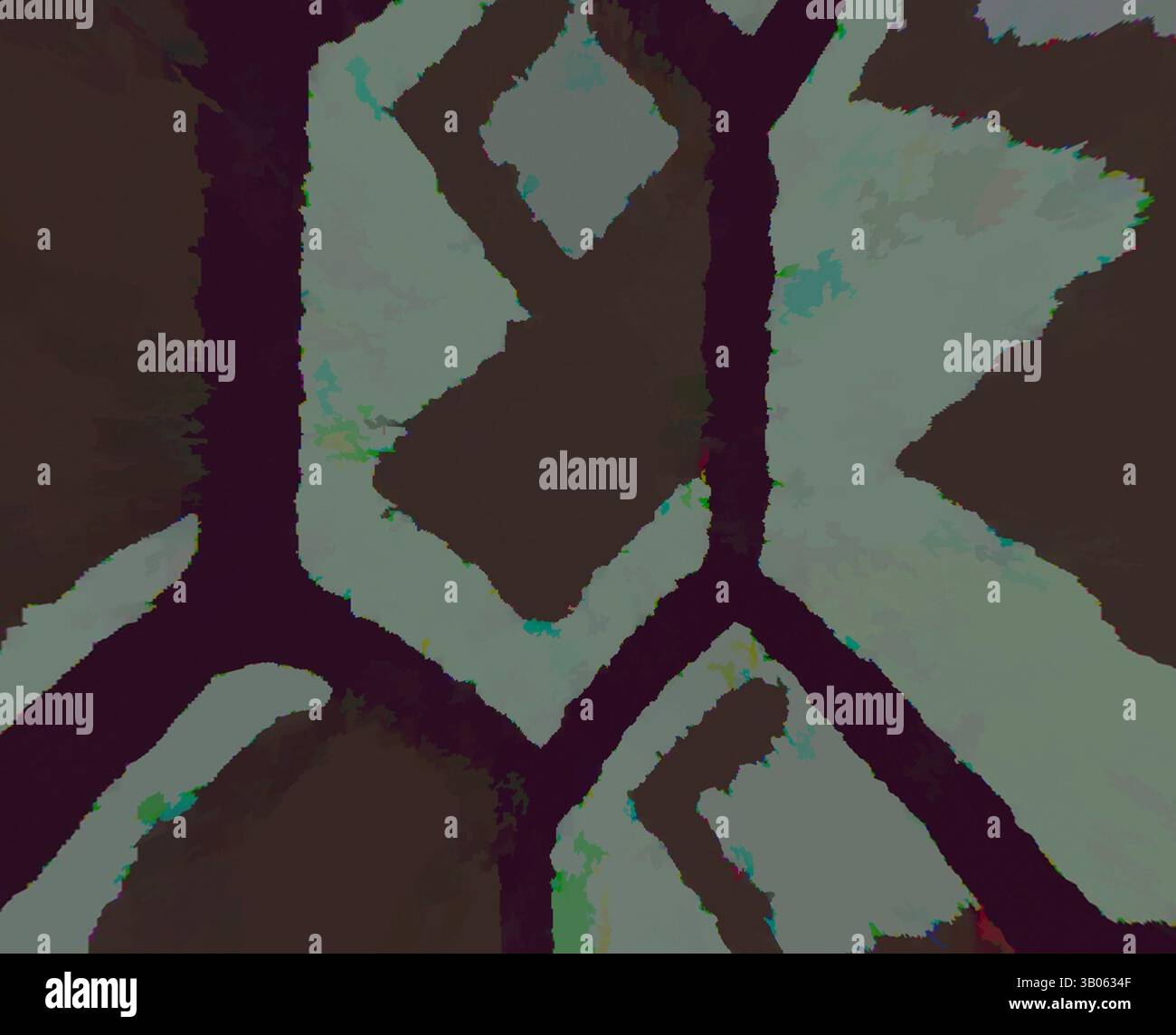 An abstract pattern of interconnected shapes and lines creates a ...