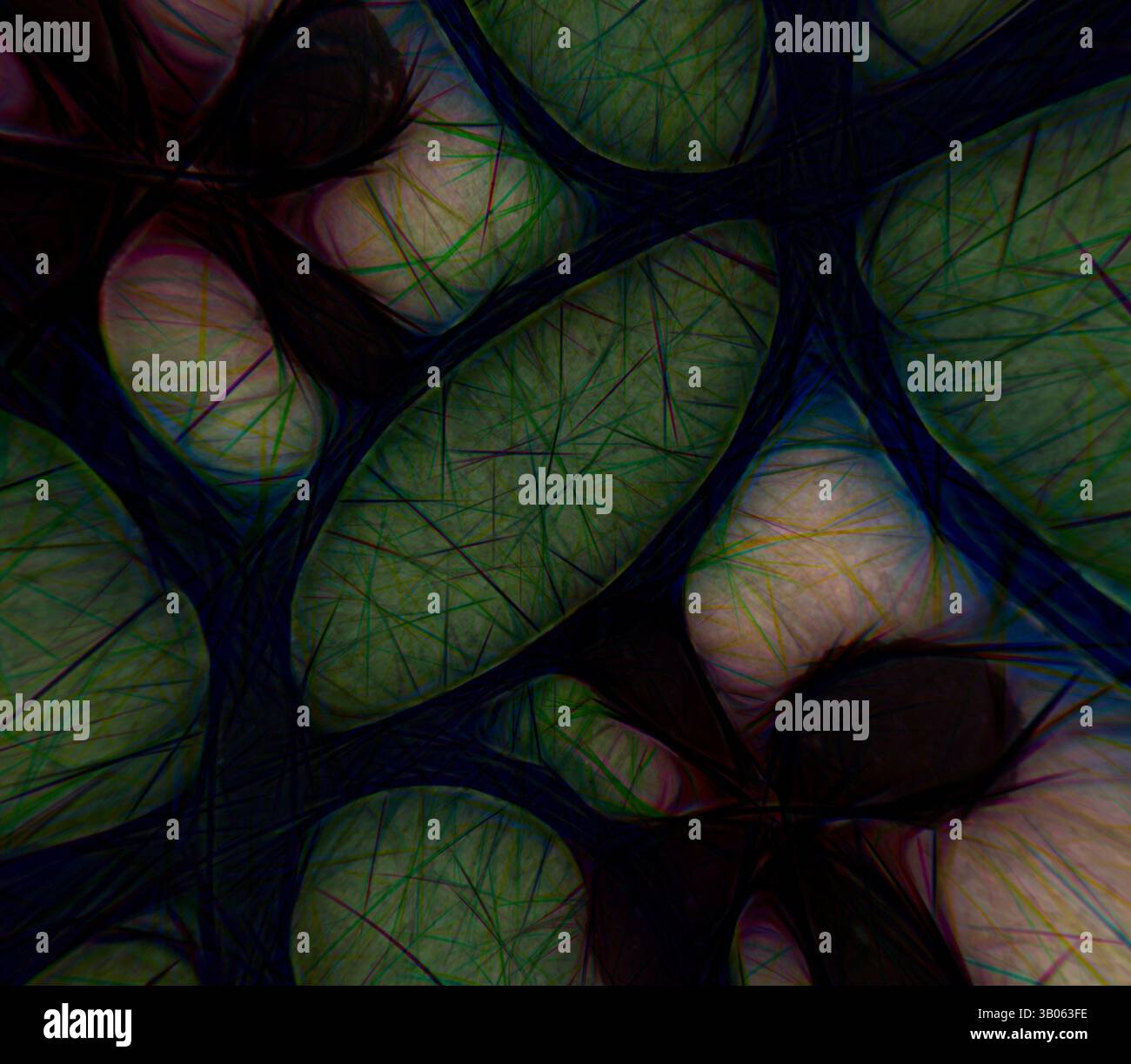 An abstract composition featuring intricate patterns of overlapping ...