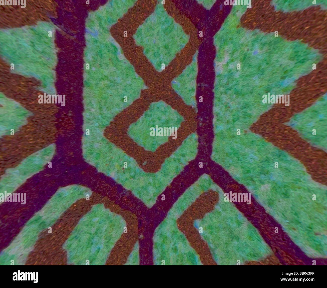 A vibrant and intricate pattern featuring geometric shapes in shades of ...