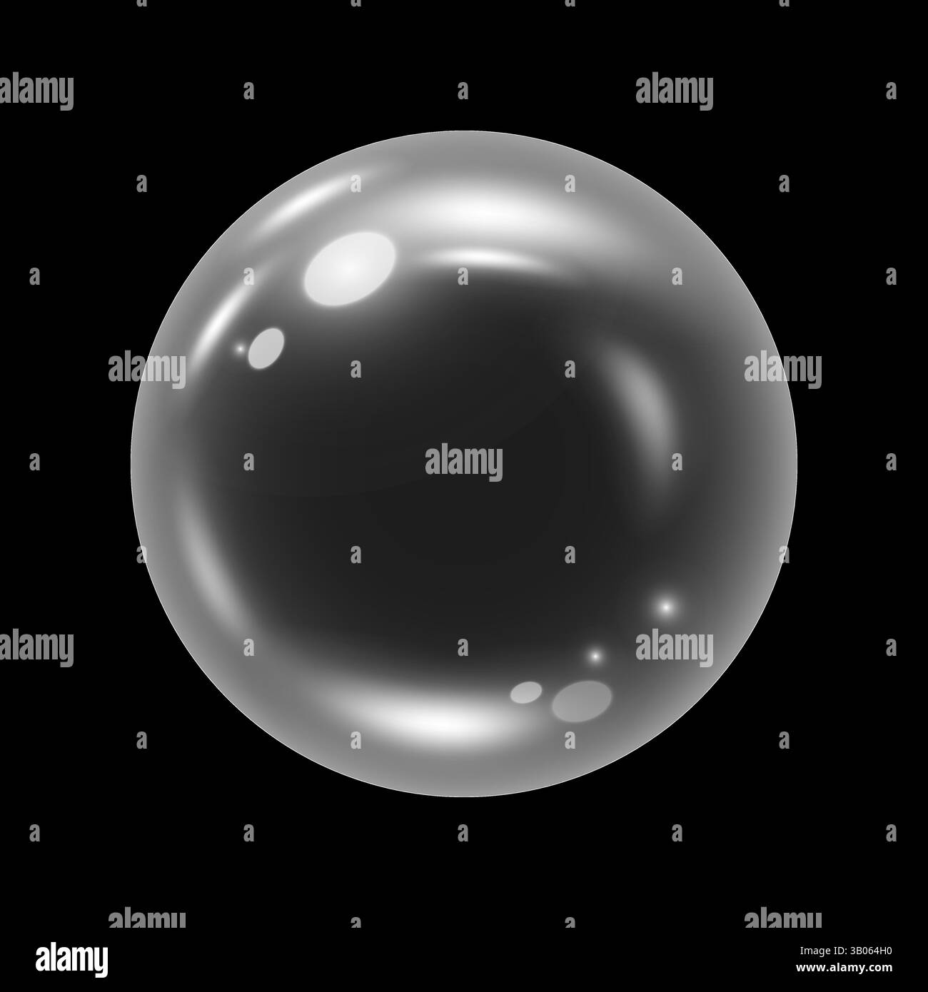 Glass realistic ball 3d, Soap air bubble foam with glare and glow ...