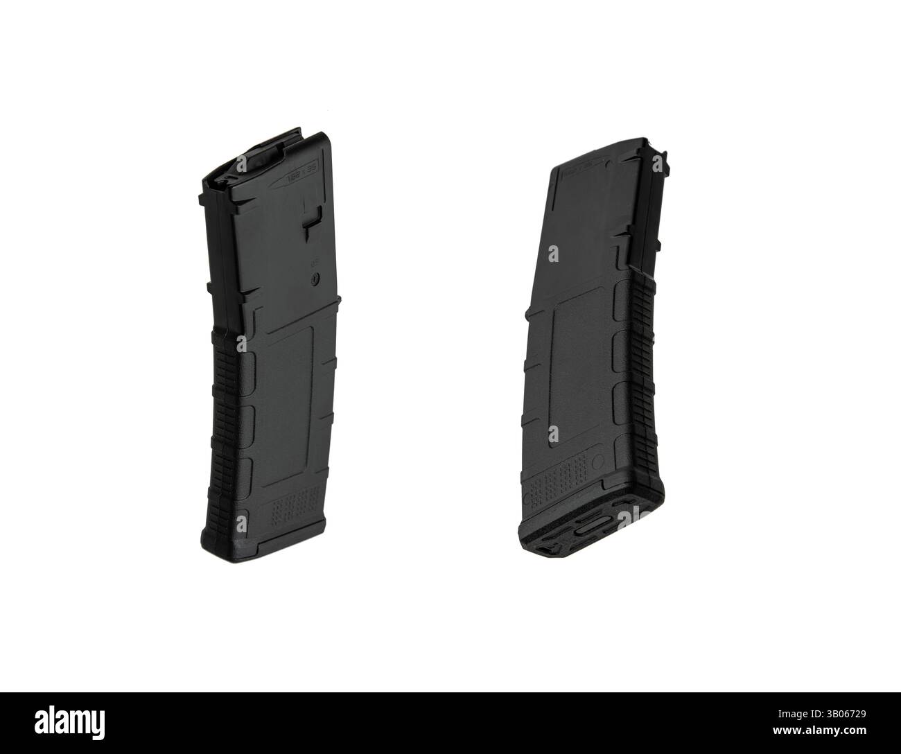 Two AR-15 polymer magazines shown from different angles, highlighting ...