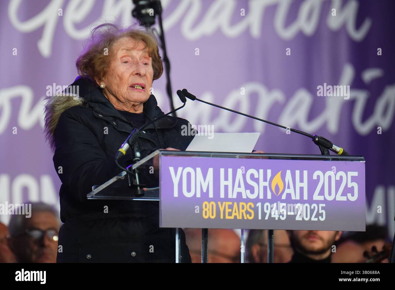 Bergen-Belsen survivor Susan Pollack speaking at the 80th Anniversary ...