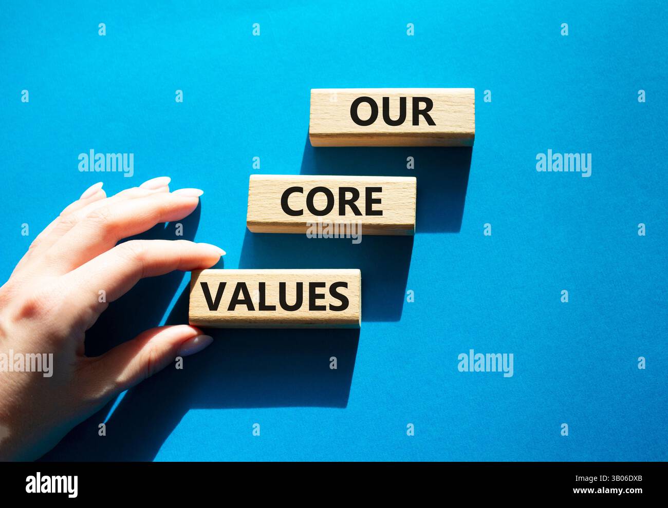 Our core values symbol. Concept words 'Our core values' on wooden ...