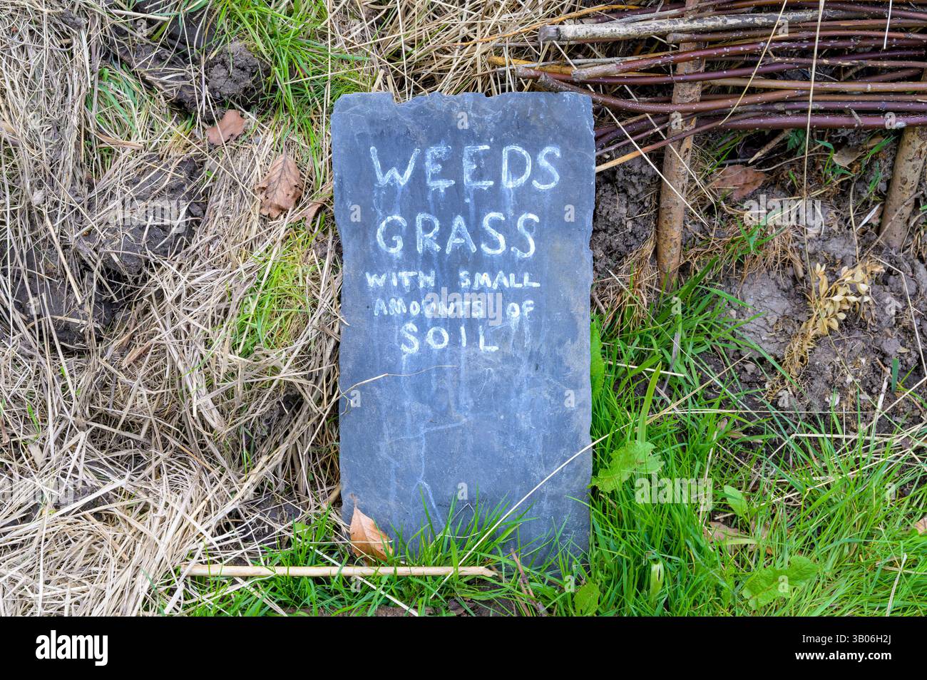 Weeds, grass with a small amounts of soil sign in Botanic Gardens ...